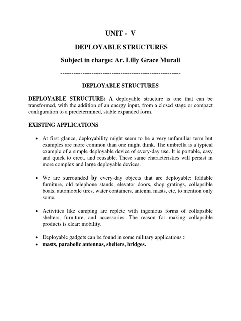 Lilly - Basic Requirements of Deployable Structures | PDF | Stress (Mechanics) | Truss
