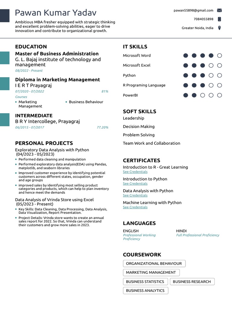 Pawan's Resume | PDF | Data Analysis | Data