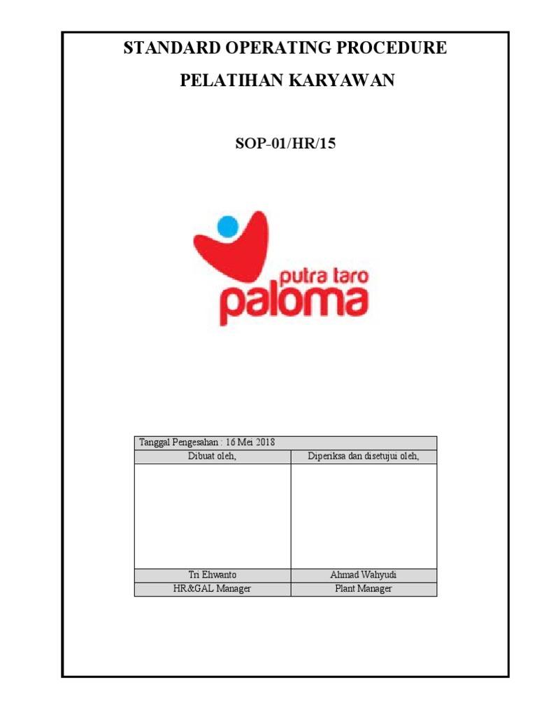 SOP 01 HR 15 SOP Pelatihan Karyawan Rev 4.0 | PDF
