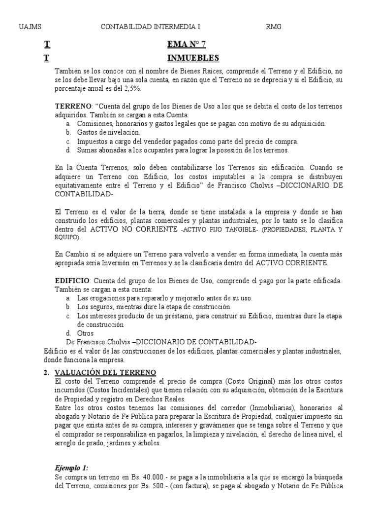 Contabilidad de Inmuebles y Terrenos | PDF | Factura | Contabilidad