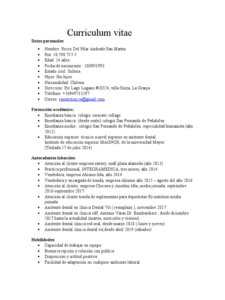 Curriculum Vitae Rocio Andrade | PDF