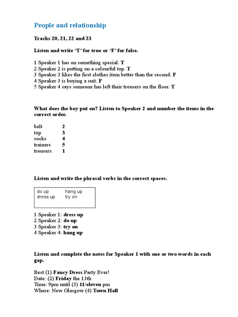 Grade 9 Listening Comprehension Test | PDF | French Fries