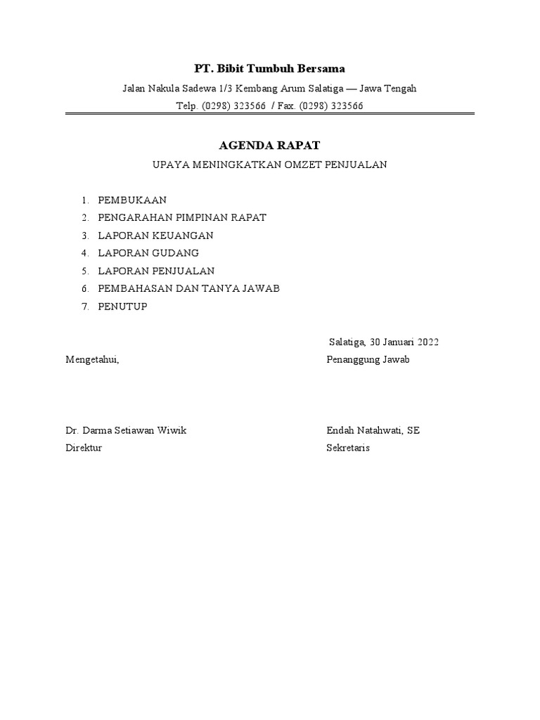 632 - Contoh Agenda Rapat | PDF