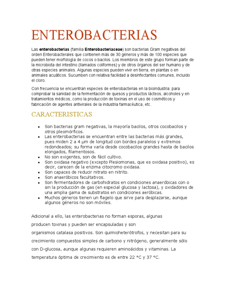 ENTEROBACTERIAS | PDF | Escherichia coli | Salmonela