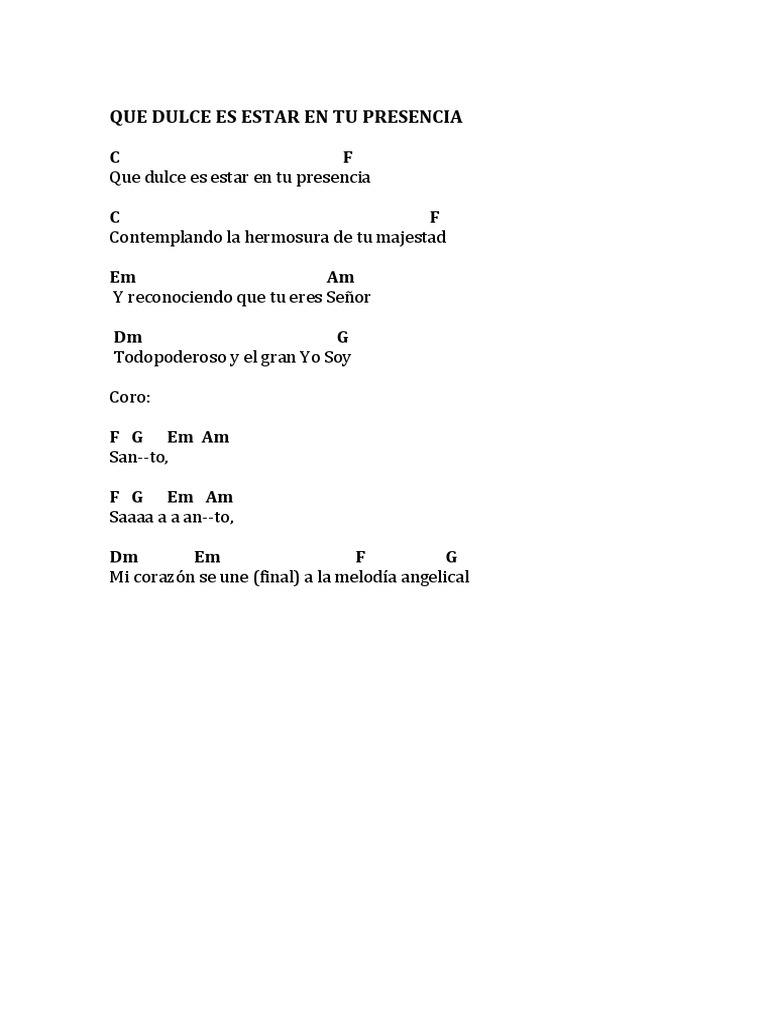 Que Dulce Es Estar en Tu Presencia Transportada | PDF