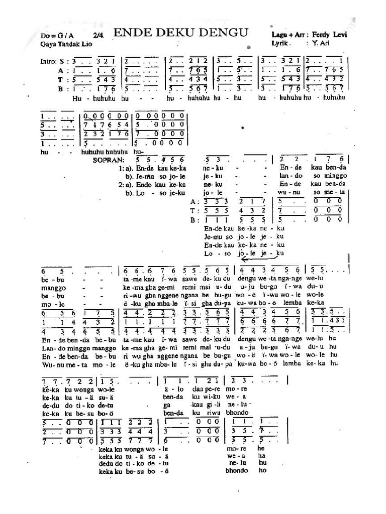ENDE DEKU DENGU PARTITUR WORD | PDF