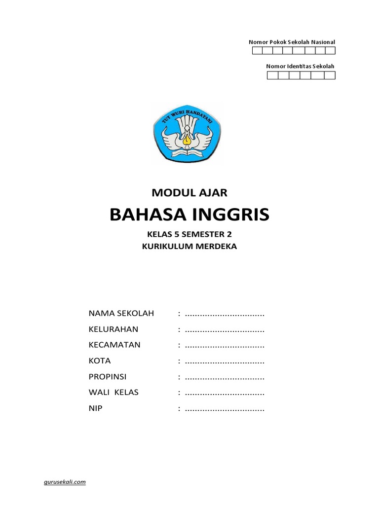 Modul Ajar Bahasa Inggris Kelas 5 Semester 2 (Gurusekali) | PDF