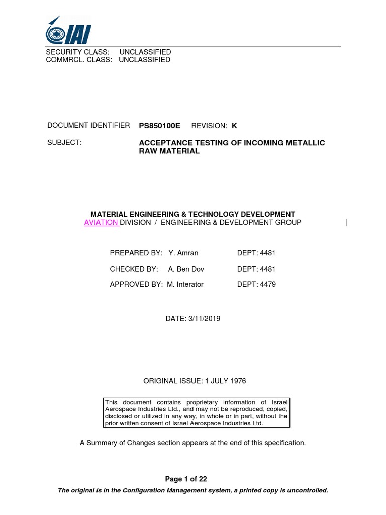 Raw Material Acceptance Certia | Download Free PDF | Quality Assurance | Specification ...