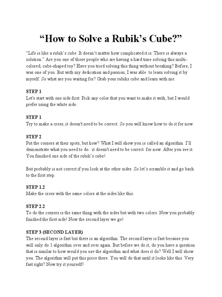 Hot To Solve A Rubics Cube? | PDF