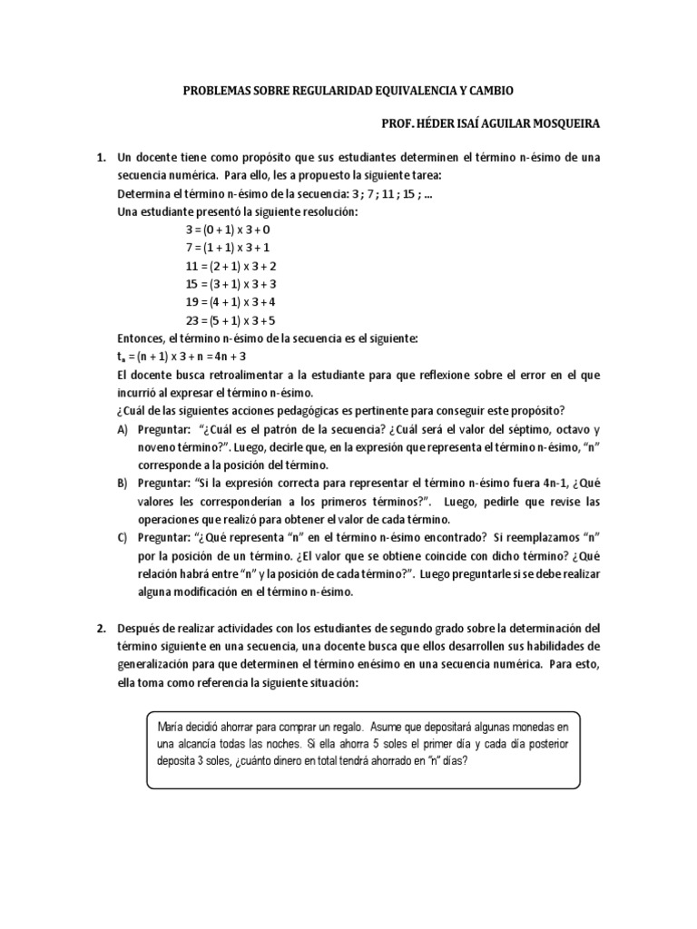 Problemas de Regularidad Equilibrio y Cambio | Descargar gratis PDF ...