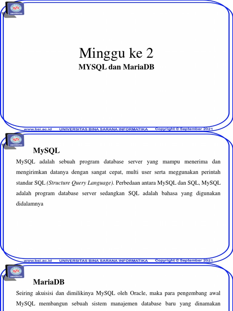 Minggu Ke 2: Mysql Dan Mariadb | PDF