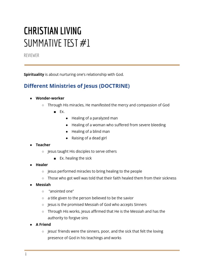 ST#1 - Christian Living Assessment | PDF | Penance | Jesus