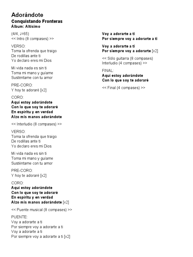 Adorándote - Conquistando Fronteras - Altísimo | PDF
