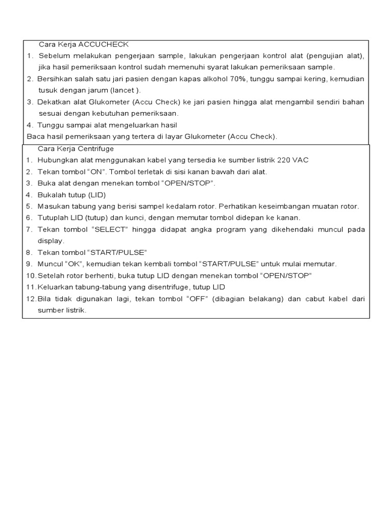 CONTOH Cara Kerja Alat LABORATORIUM | PDF