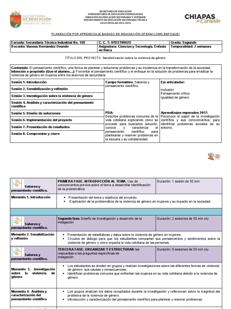 Planeación Por Aprendizaje Basado en Indagación (Steam Como Enfoque) | PDF | Pensamiento ...