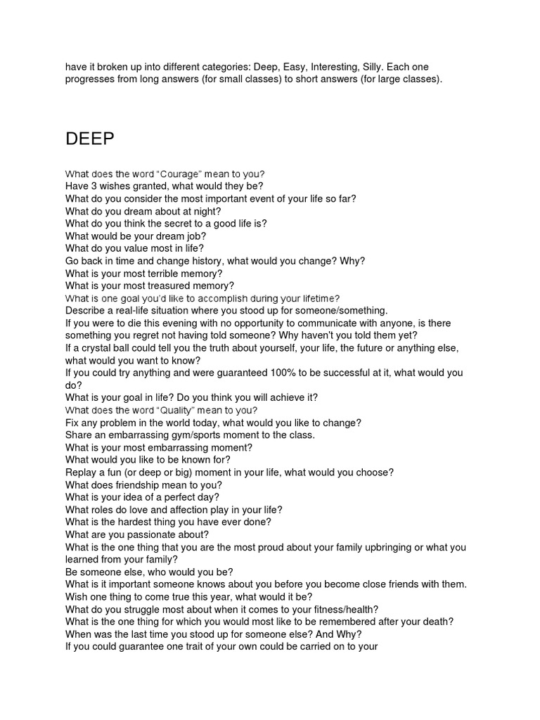 Engaging Class Discussion Questions | PDF