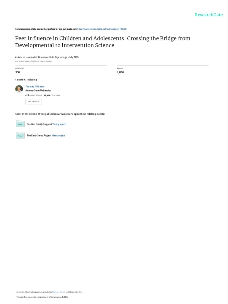 Peer Influence in Children and Adolescents Crossin | PDF | Juvenile ...