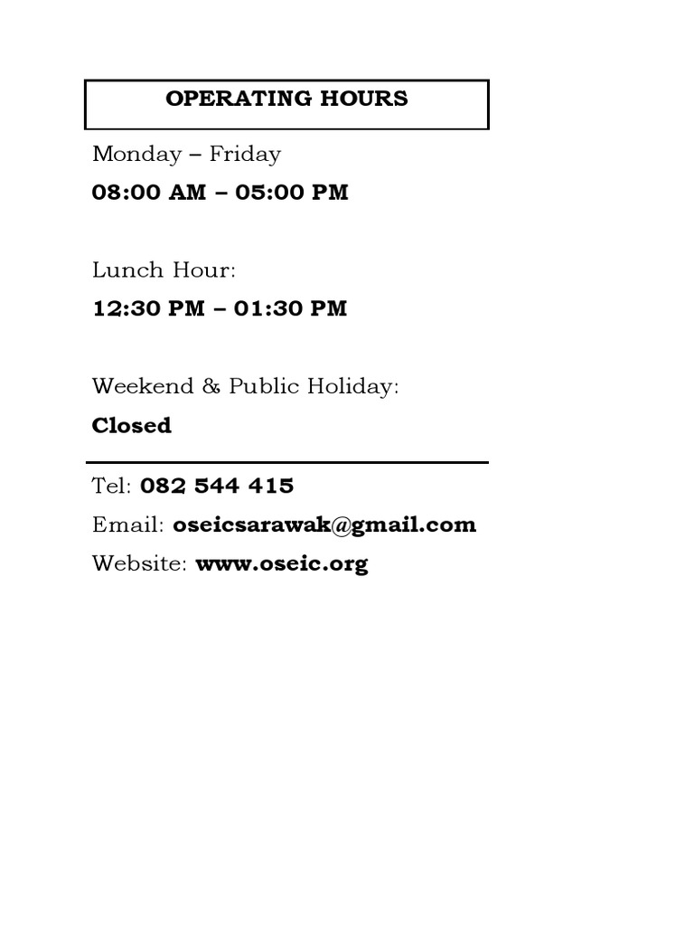 Operations Hours | PDF