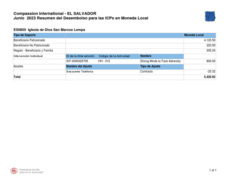 ICP Disbursement Summary | PDF