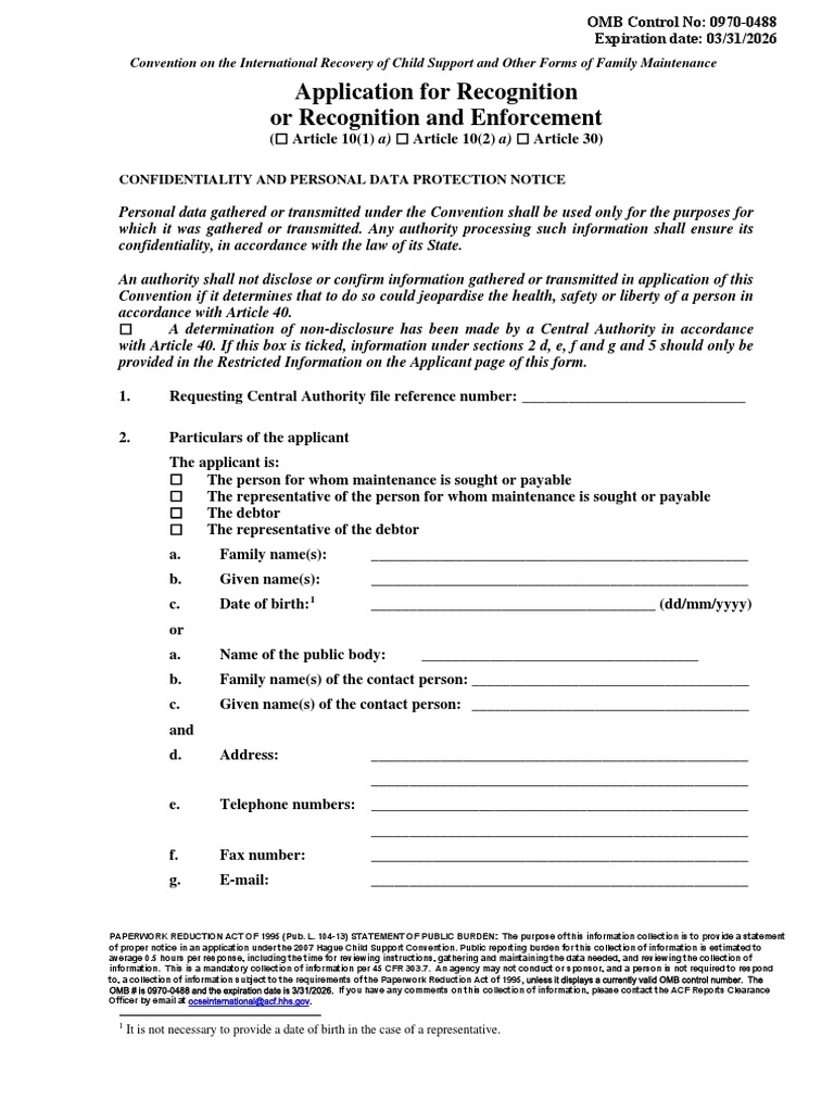 Form 1 Application Form For Recognition or Enforcement | PDF | Cheque ...