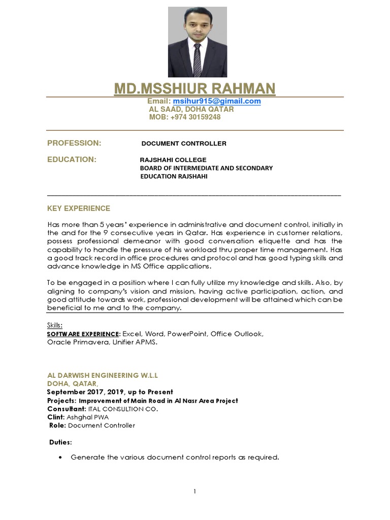 Document Controller Cv. | PDF | Computing | Business