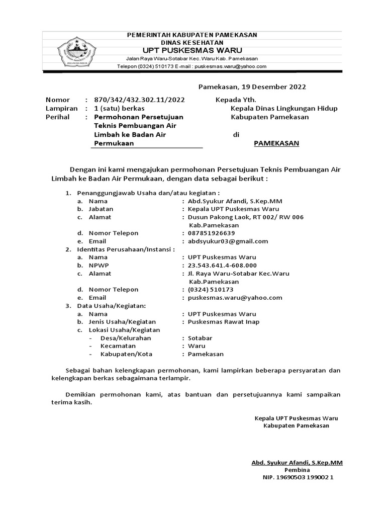 Surat Permohonan Pertek | PDF Surat Permohonan Pertek | PDF