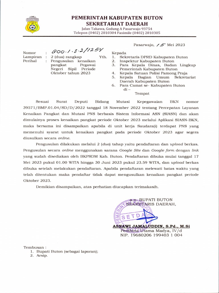 Surat KP Okt 23 | PDF