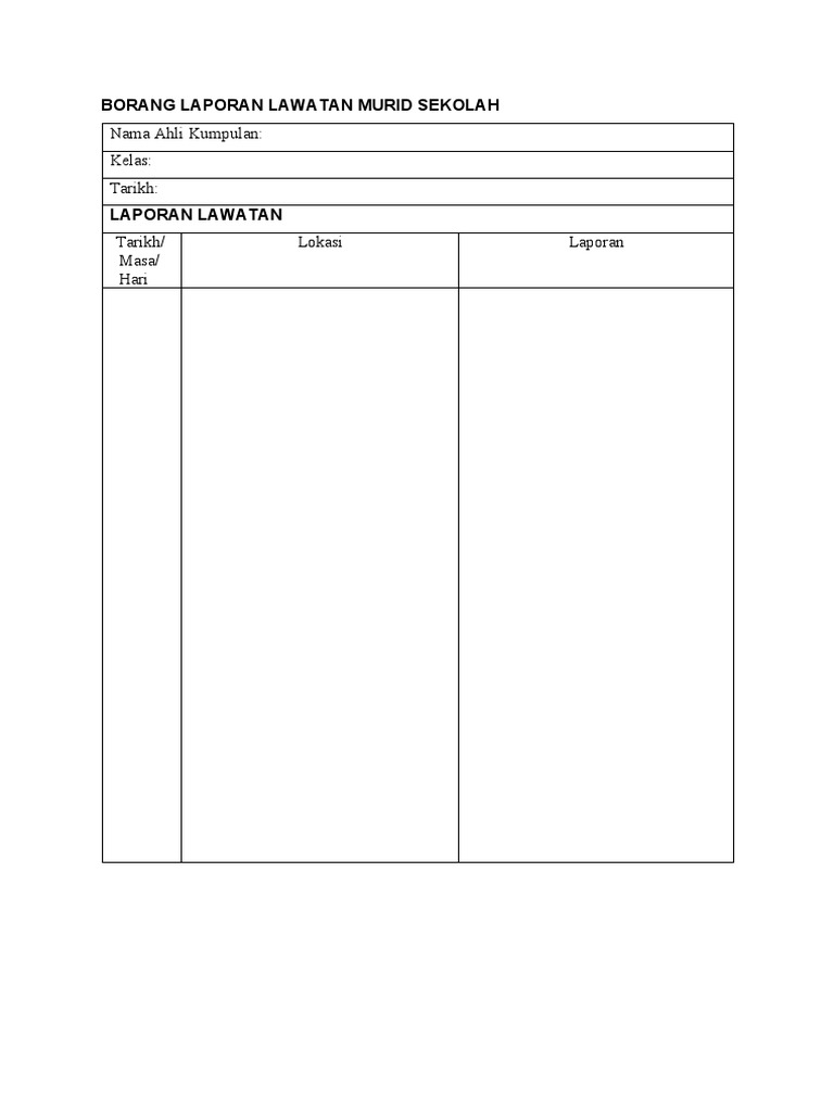 Borang Laporan Lawatan Murid Sekolah | PDF
