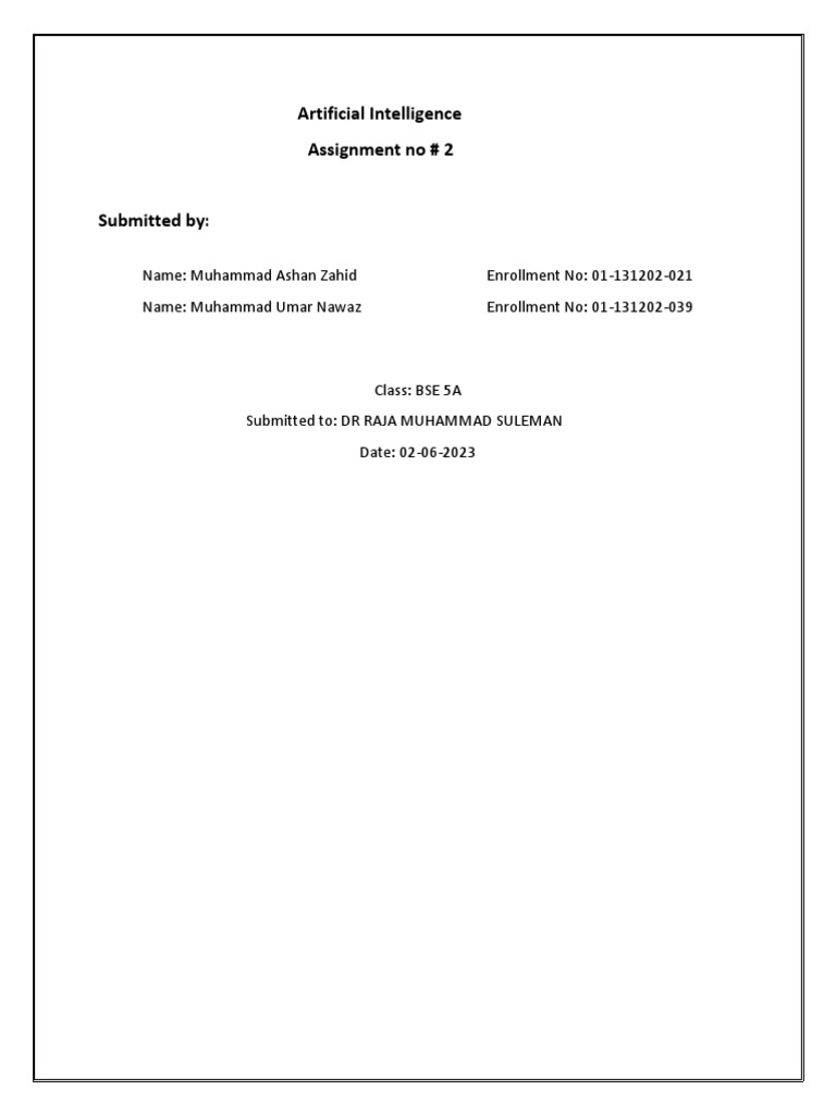 AI Assignment 2 | PDF | Statistical Classification | Artificial Intelligence