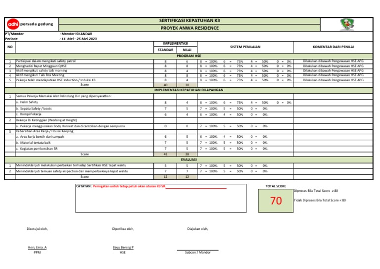 Contoh Sertifikasi HSE New | PDF