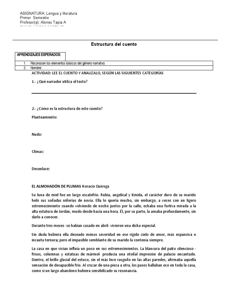 Estructura Del Cuento 8° | PDF