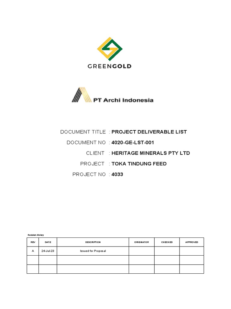 4020-GE-LST-001 - A ITY DED - Deliverable List | PDF | Belt (Mechanical) | Chemistry