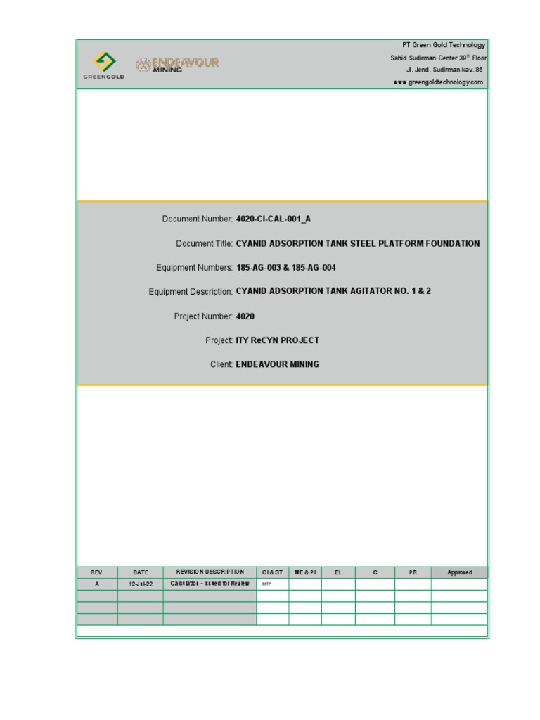 4020-Ci-Cal-001 - A-Cyanid Adsorption Tank Steel Platform Foundation | PDF | Civil Engineering ...