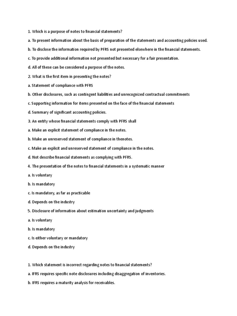 Notes To Financial Statements - Theory | PDF | Financial Statement ...