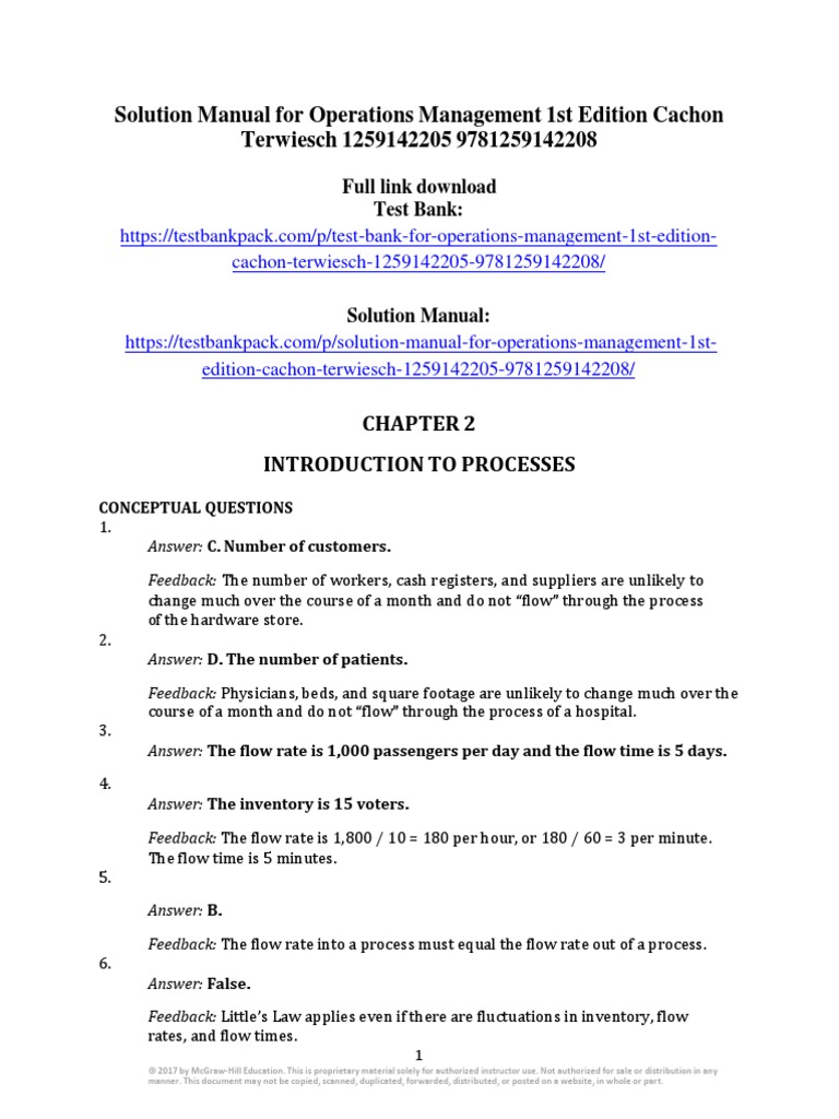 Operations Management Solution Manual | PDF | Lift (Force) | Inventory