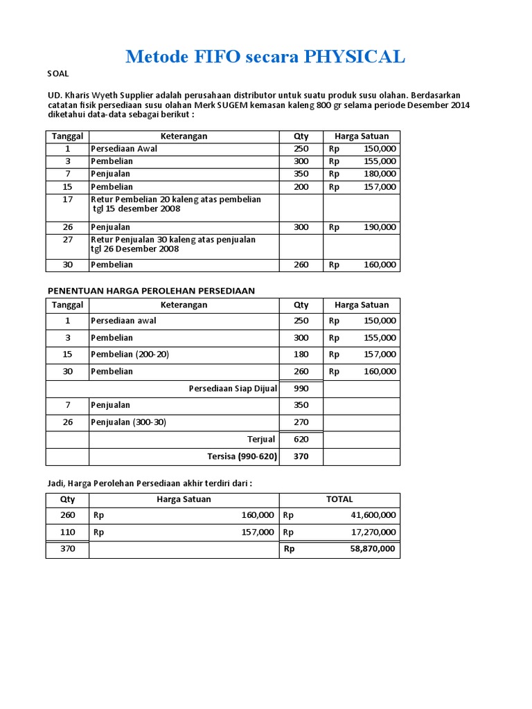 Latihan Soal Akuntansi Persediaan Metode HPP | PDF