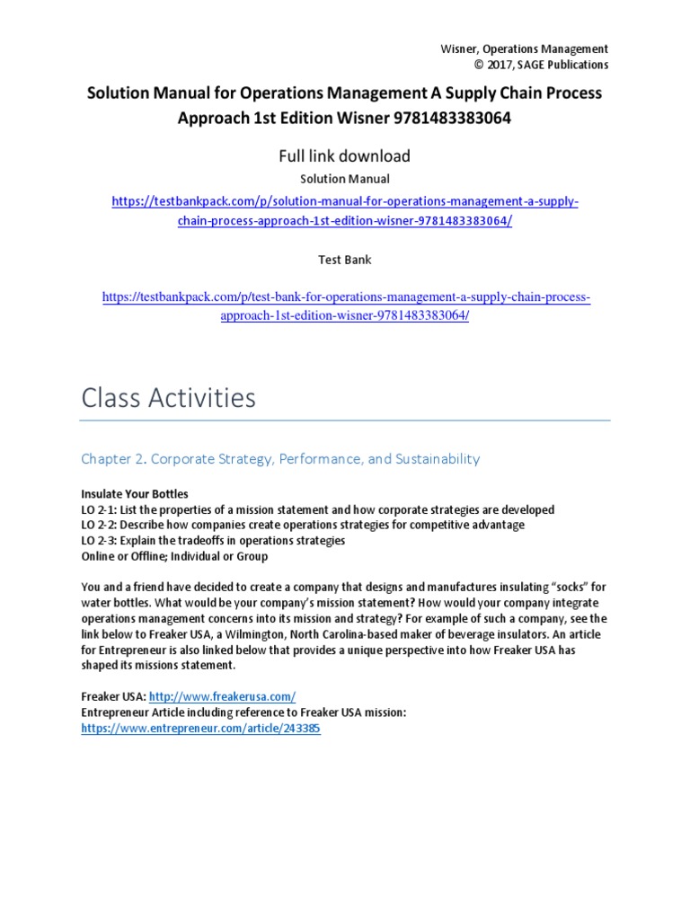Operations Management A Supply Chain Process Approach 1st Edition ...