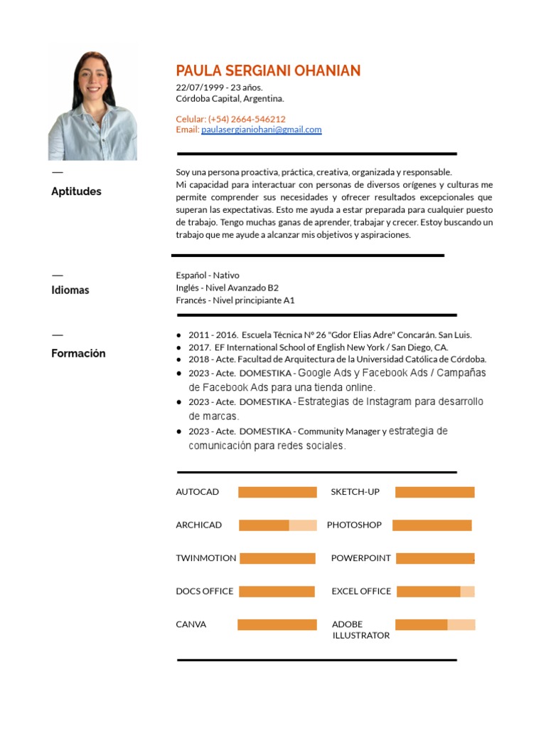 Curriculum Vitae - PAULA ROSANA SERGIANI OHANIAN | PDF