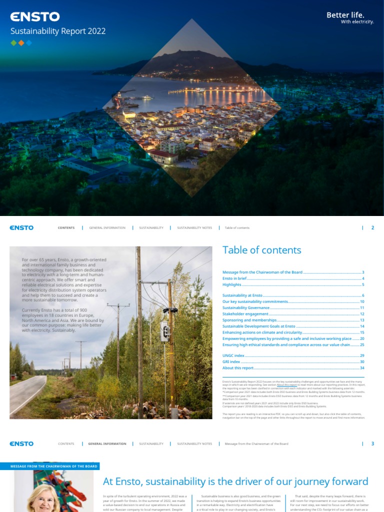 Ensto Sustainability Report 2022 | PDF | Sustainability | Supply Chain