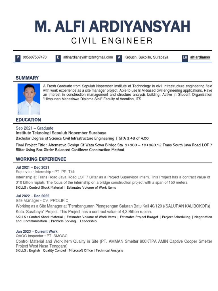 CV ALFI UP Maret 23 | PDF | Civil Engineering | Engineering