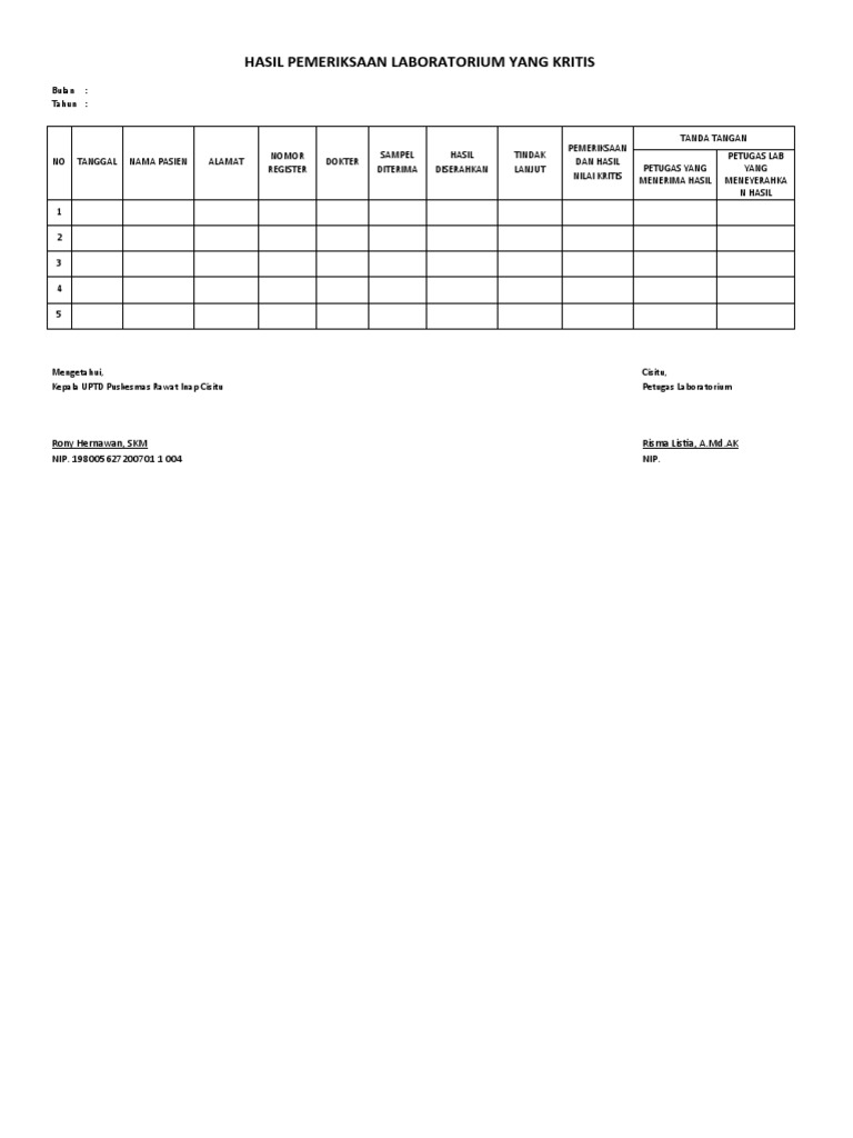 Hasil Pemeriksaan Laboratorium Kritikal | PDF