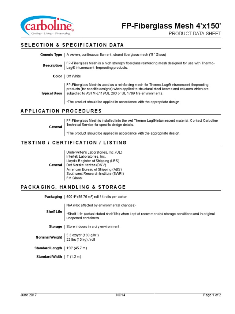 FP-Fiberglass Mesh 4x150 PDS | PDF | Fiberglass