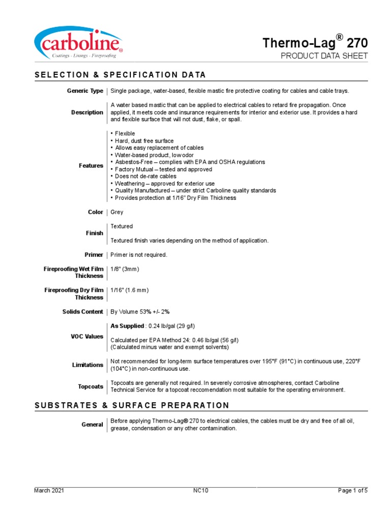 Thermo-Lag 270 PDS | PDF | Electrical Wiring | Building Engineering