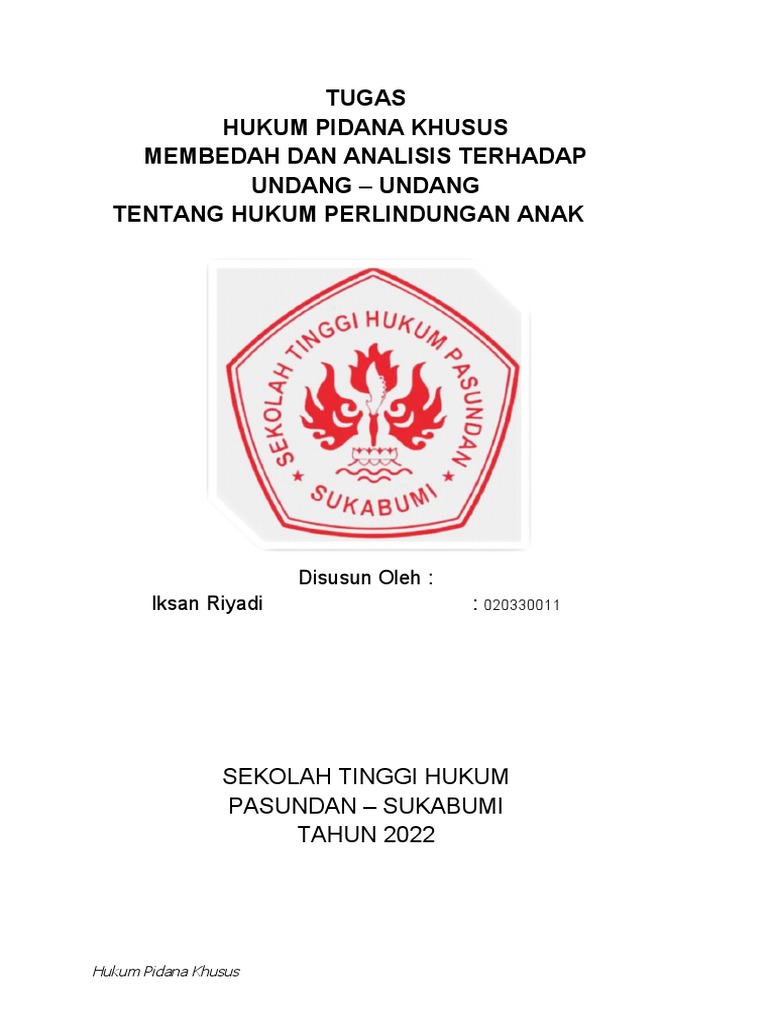 Iksan Riyadi (Hukum Pidana Perlindungan Anak) Revisi | PDF