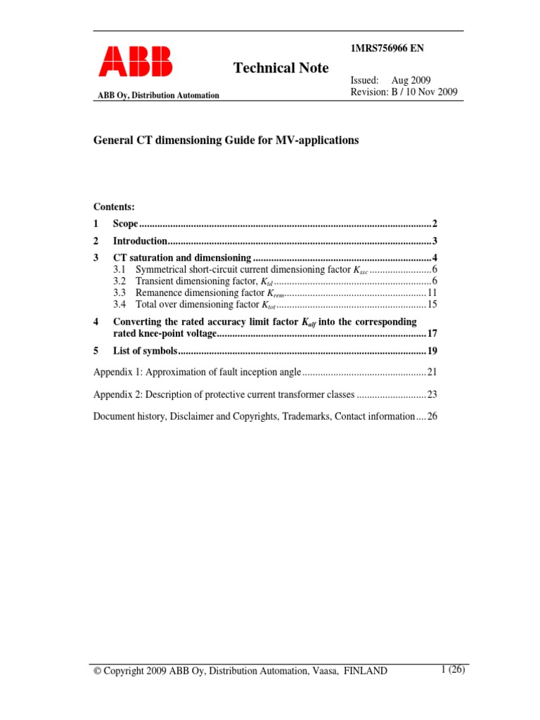 1MRS756966 General CT Dimensioning Guide - ENb | PDF | Transformer ...