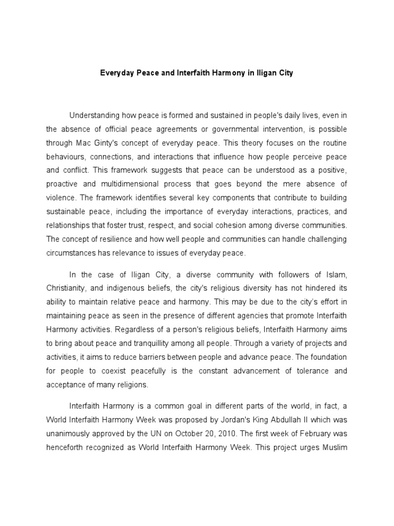 Everyday Peace and Interfaith Harmony | PDF | Interfaith Dialogue | Peace