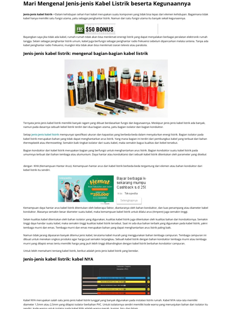 Macam2 Kabel Listrik Dan Kegunaannya | PDF