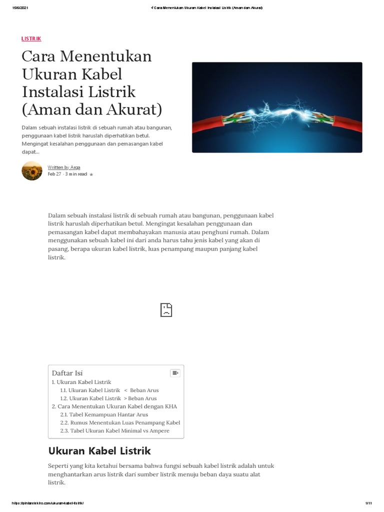 Cara Menentukan Ukuran Kabel Instalasi Listrik (Aman Dan Akurat) | PDF | Komputer