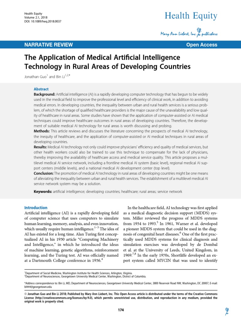 AI in Rural Healthcare for Developing Nations | PDF | Health Care ...
