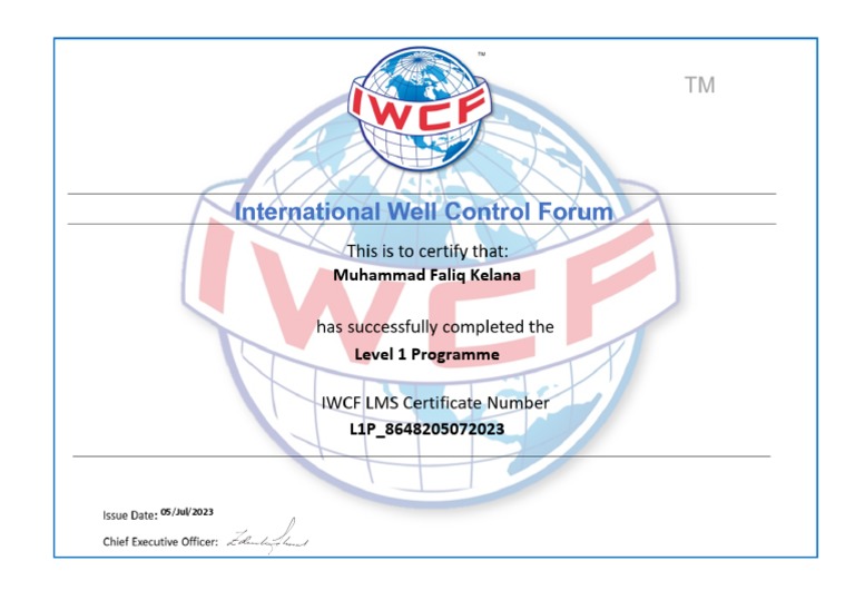 IWCF Level 1 Programme-Faliq | PDF
